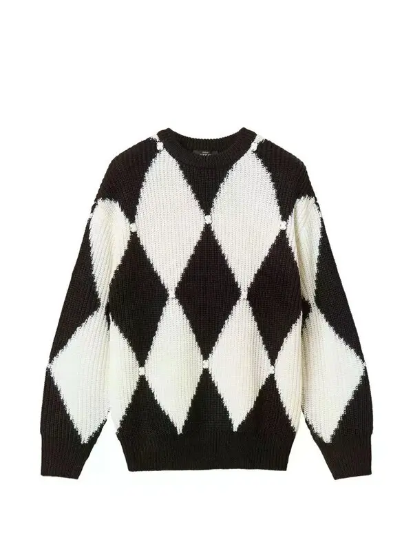 TWINSET Diamond Pattern Wool Blend Jumper With Embroidery