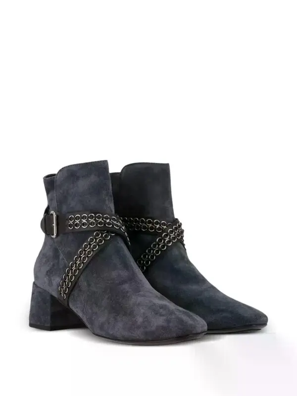 TOD'S Buckled Chain-embellished Ankle Boots - Blue