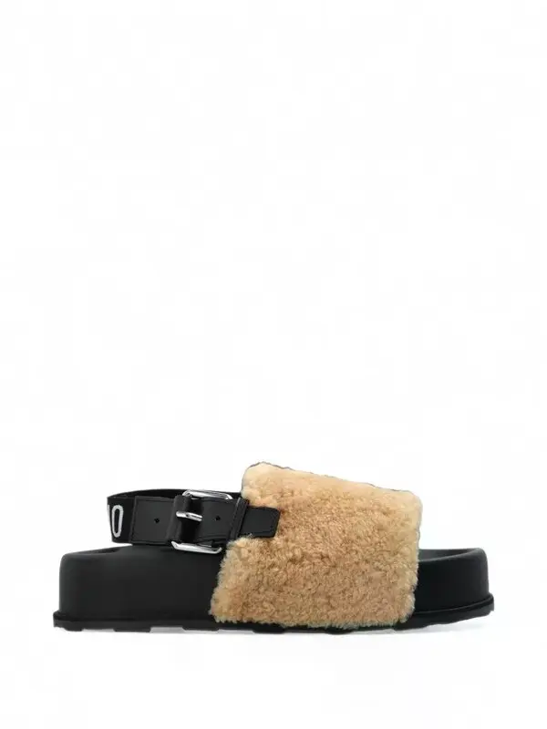 Moschino Platform Sandals With Logo Strap And Buckle - Neutrals