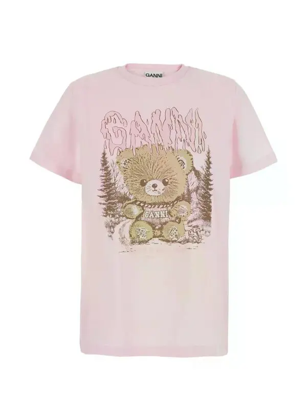 GANNI Bear-print T-shirt - Pink