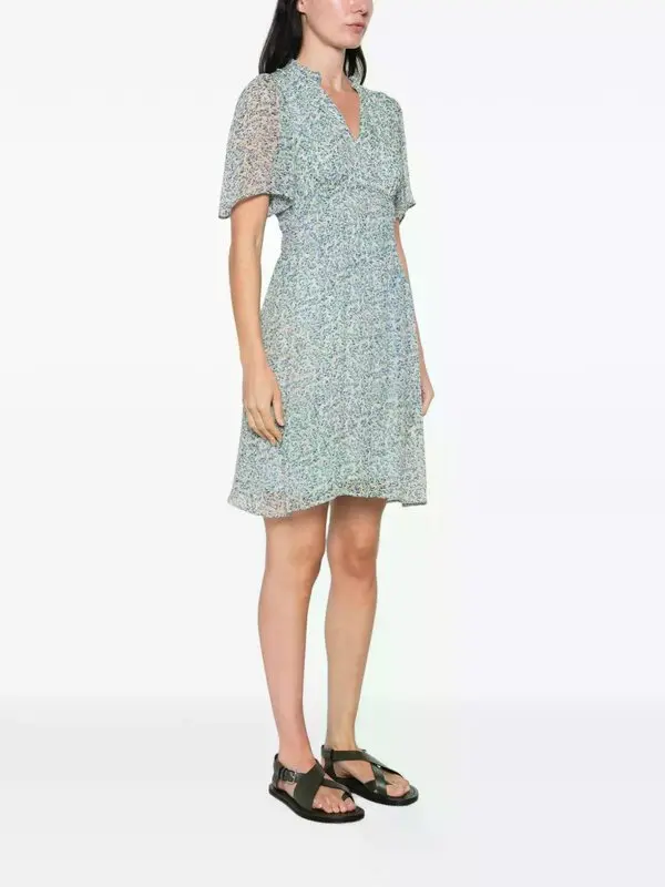 MAISON123 Balmana Floral Print Mini Dress - Neutrals