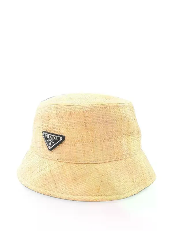 Prada 2010s Logo Plate Bucket Hat - Neutrals