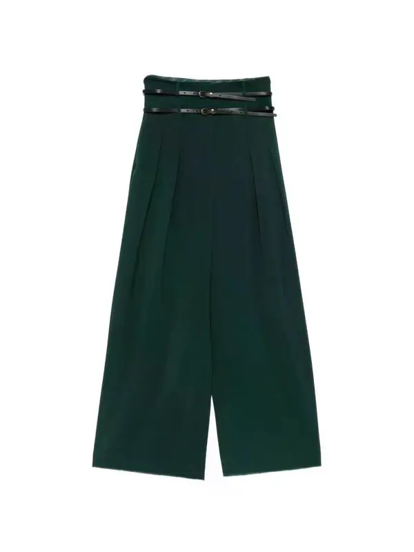 Liu Jo Belted Pleated Palazzo Pants - Green
