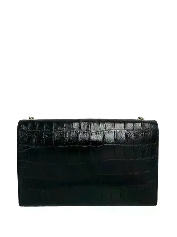 Saint Laurent Medium Croc Embossed Leather Monogram Kate Tassel Crossbody Bag