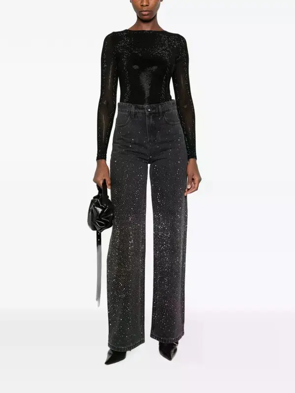 TWENTY FOURHAITCH Anser Rhinestone-embellished Wide-leg Jeans - Grey