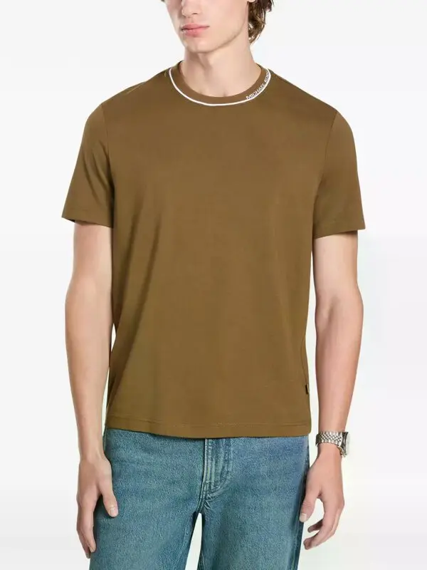 Michael Kors Logo Trim Cotton Jersey T-shirt - Brown