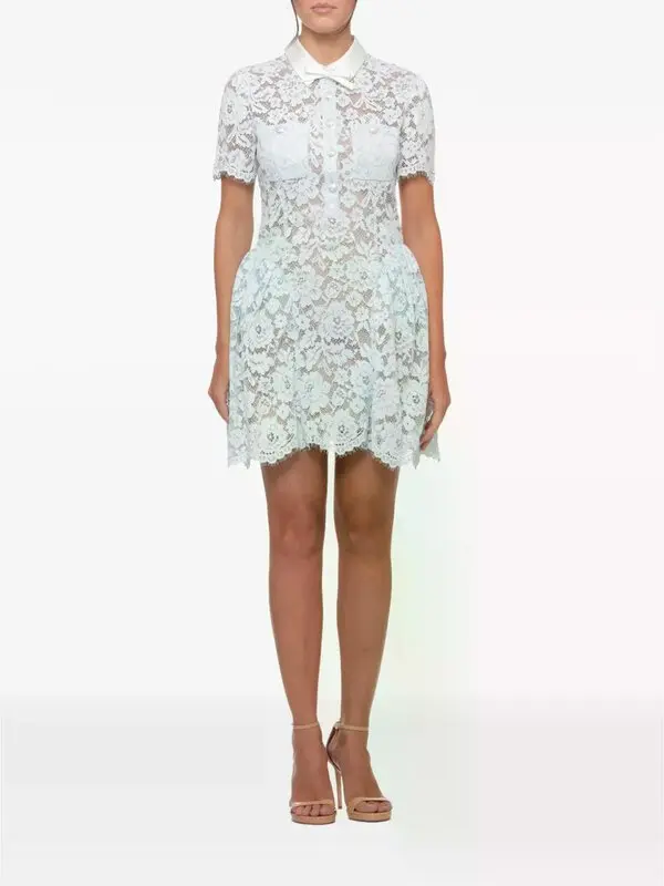SELF-PORTRAIT Lace Mini Dress With Contrasting Collar And Bow Detail