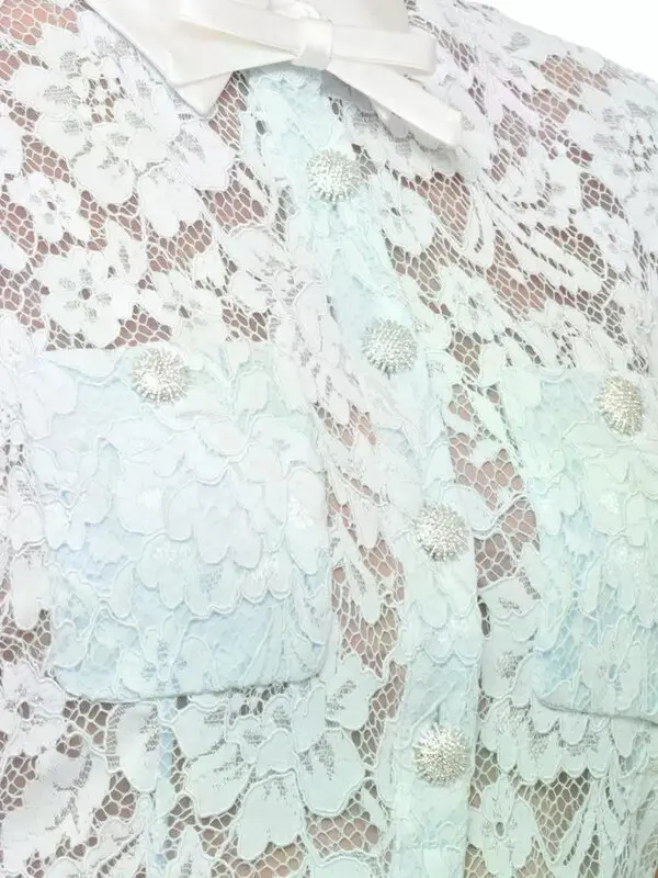 SELF-PORTRAIT Lace Mini Dress With Contrasting Collar And Bow Detail