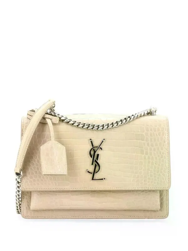 Saint Laurent Sunset Crocodile Embossed Bag - Pink