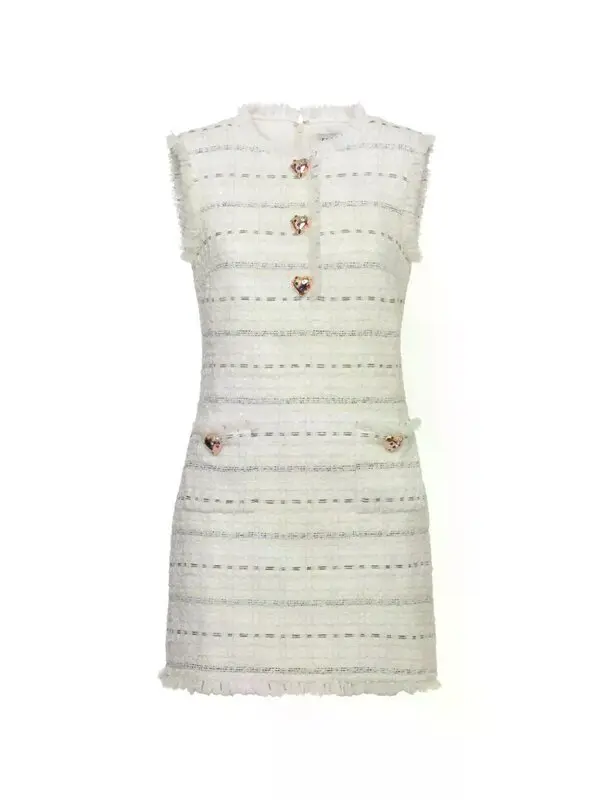 SELF-PORTRAIT Bouclé Mini Dress With Heart Buttons