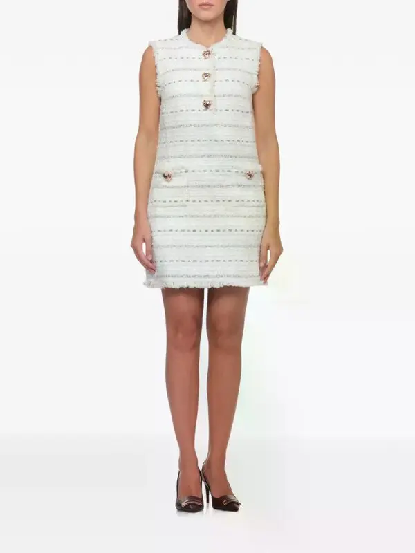 SELF-PORTRAIT Bouclé Mini Dress With Heart Buttons