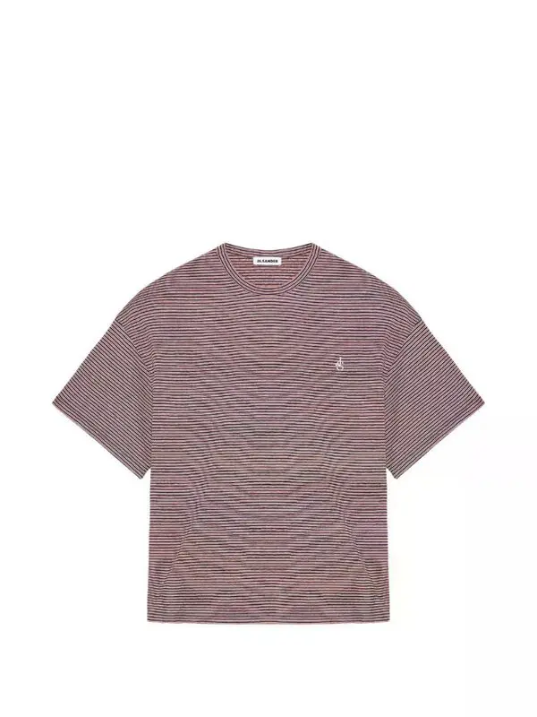 JIL SANDER Striped Embroidered-logo T-shirt - Pink