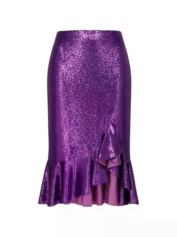 TOM FORD Sequin-embellished Ruffled Midi Skirt - Purple