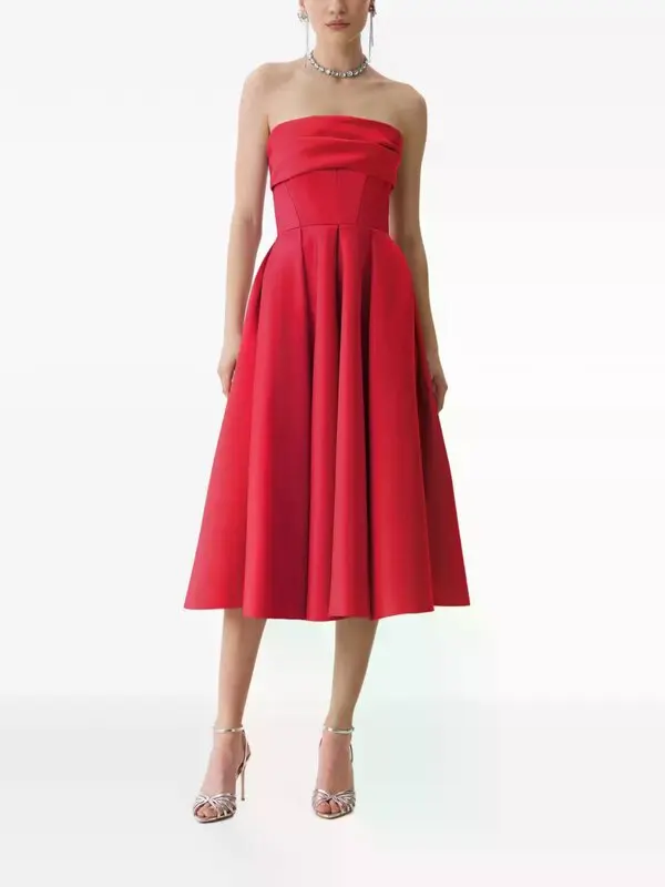 FRAMBOISE Strapless Corset Midi Dress