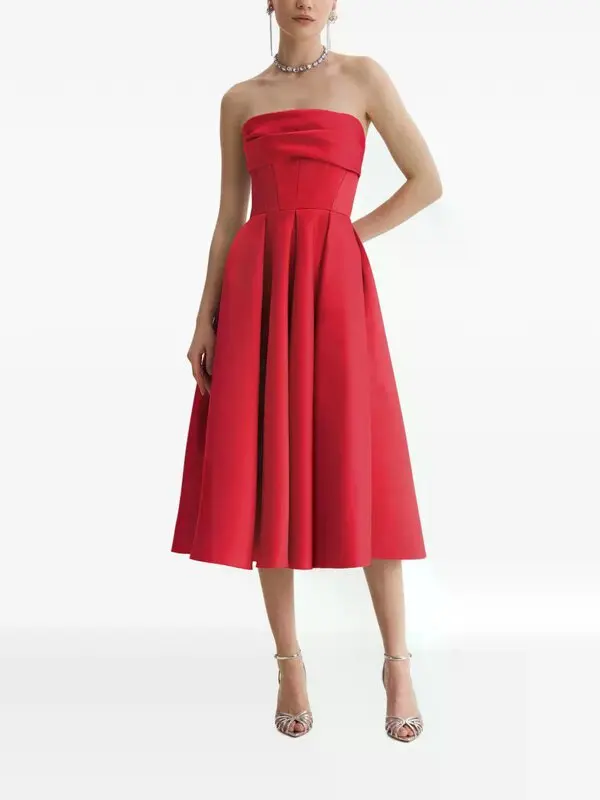 FRAMBOISE Strapless Corset Midi Dress