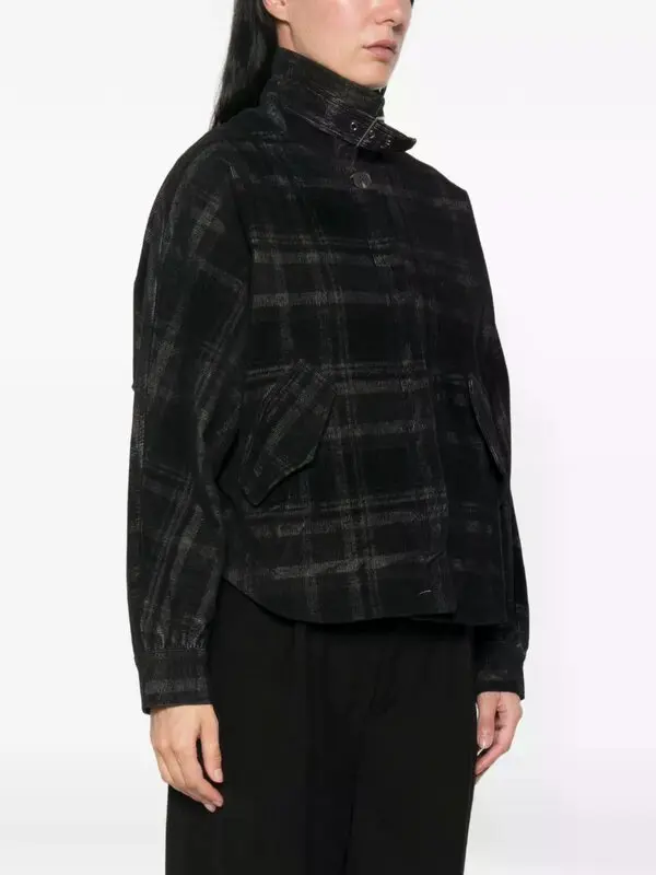 PSOPHIA Check-print Buckled-collar Jacket