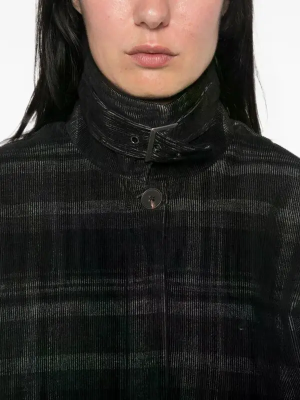 PSOPHIA Check-print Buckled-collar Jacket