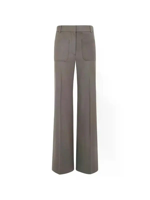 Victoria Beckham Twill Flared Trousers - Grey