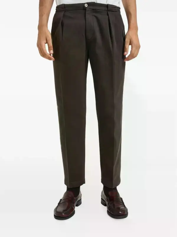 BRIGLIA 1949 Pleated Tapered-leg Trousers - Brown