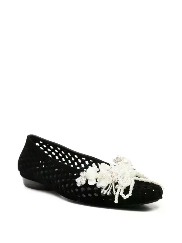 HEAVENLY JELLY Embellished Laser-cut Ballet Flats
