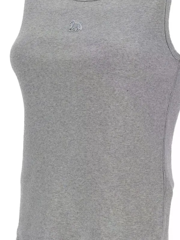 Maison Kitsuné Ribbed Knit Logo Patch Sleeveless Top