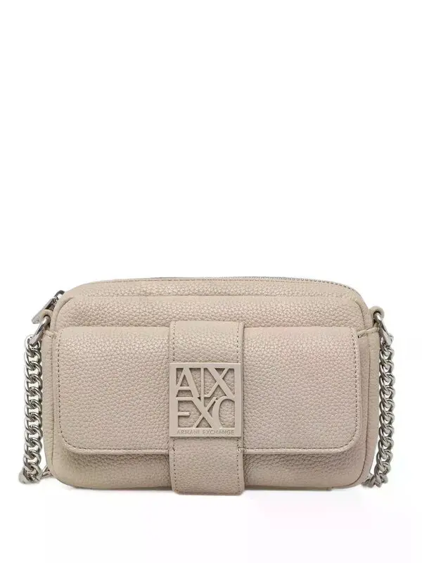 Armani Exchange Camera Logo-plaque Pebbled Mini Bag - Neutrals