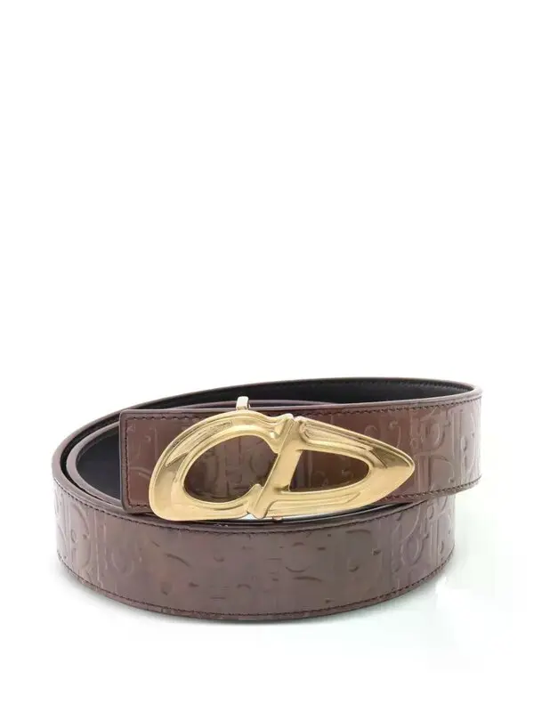 Dior Reversible Oblique Leather Belt - Brown
