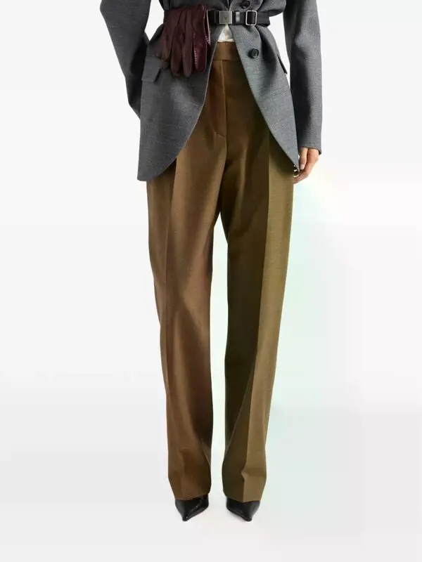 Prada Wool Pleated Trousers - Brown