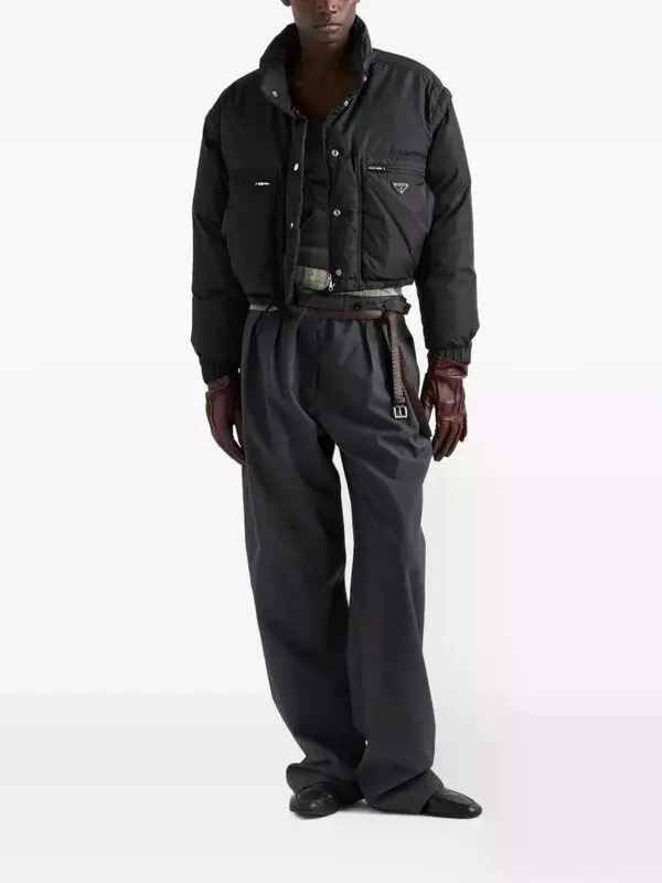 Prada Cropped Re-nylon Down Jacket With Stowaway Hood