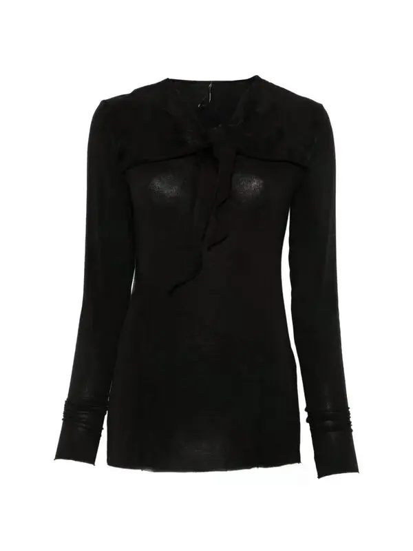 Masnada Jersey Pussy-bow Long-sleeve Top - Black