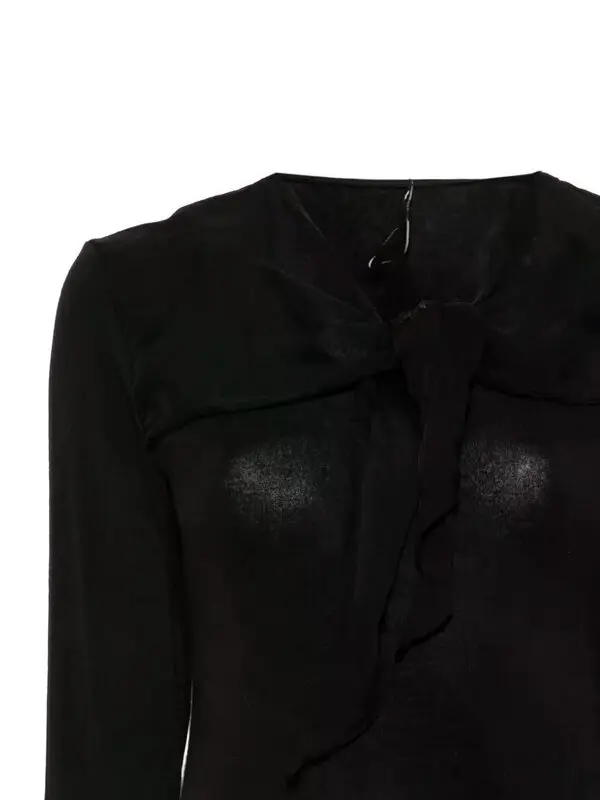 Masnada Jersey Pussy-bow Long-sleeve Top
