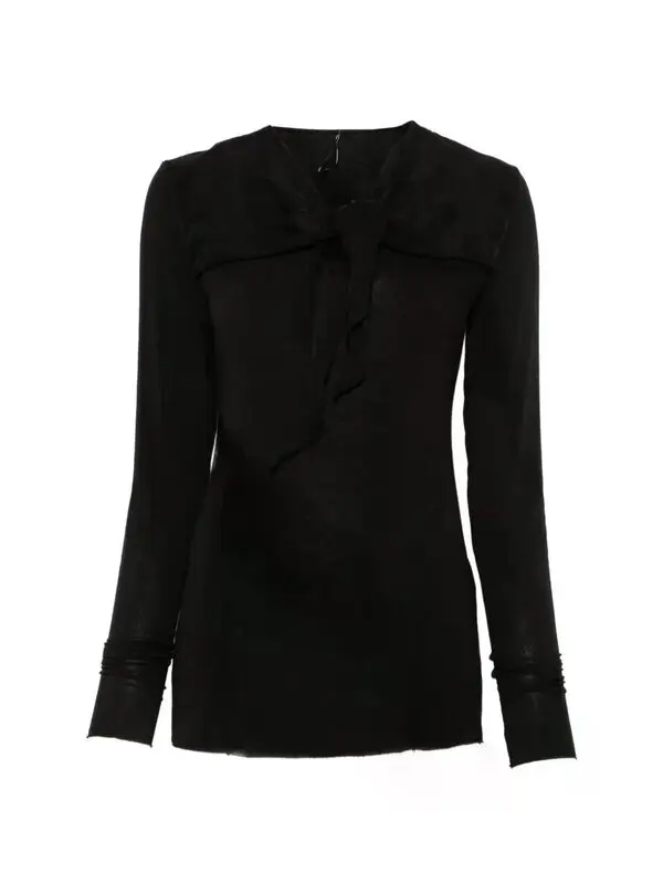 Masnada Jersey Pussy-bow Long-sleeve Top