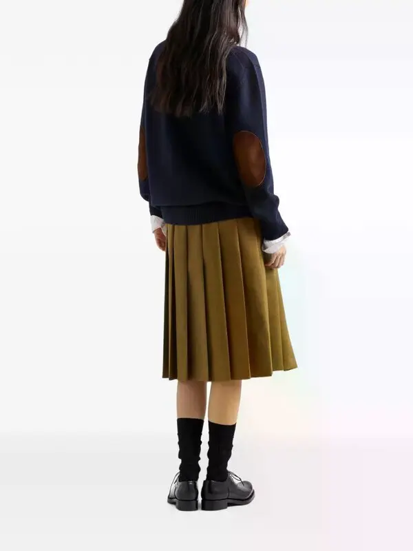 Prada Hopsack Pleated Midi Skirt