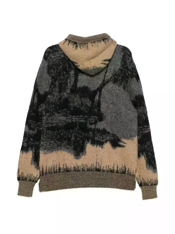 LANEUS Abstract Pattern Knitted Hoodie