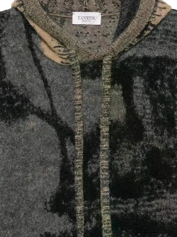 LANEUS Abstract Pattern Knitted Hoodie
