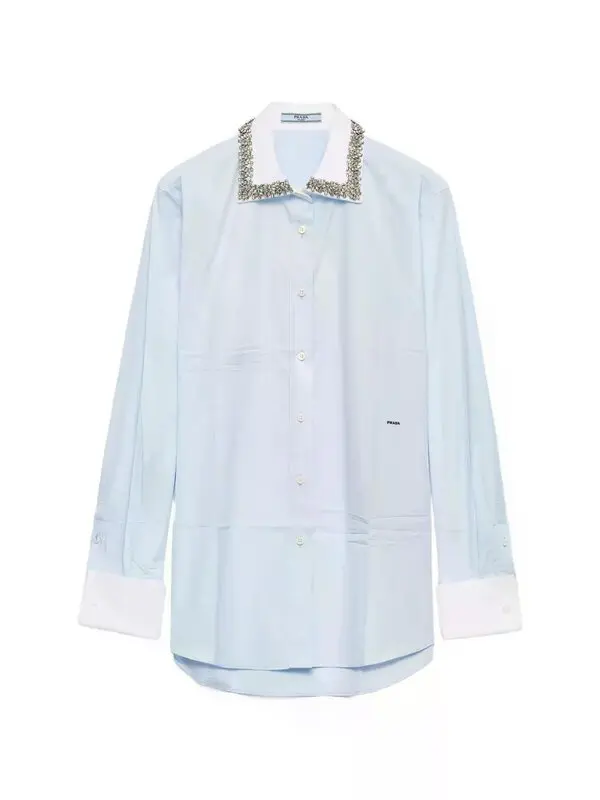 Prada Embroidered Poplin Shirt - Blue