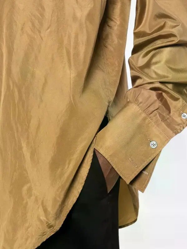 THE ROW Band-collar Silk Shirt