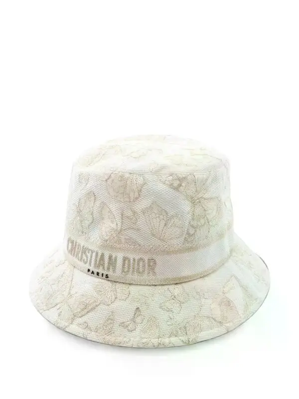 Dior 2010s D-bobby Butterfly Bucket Hat - White