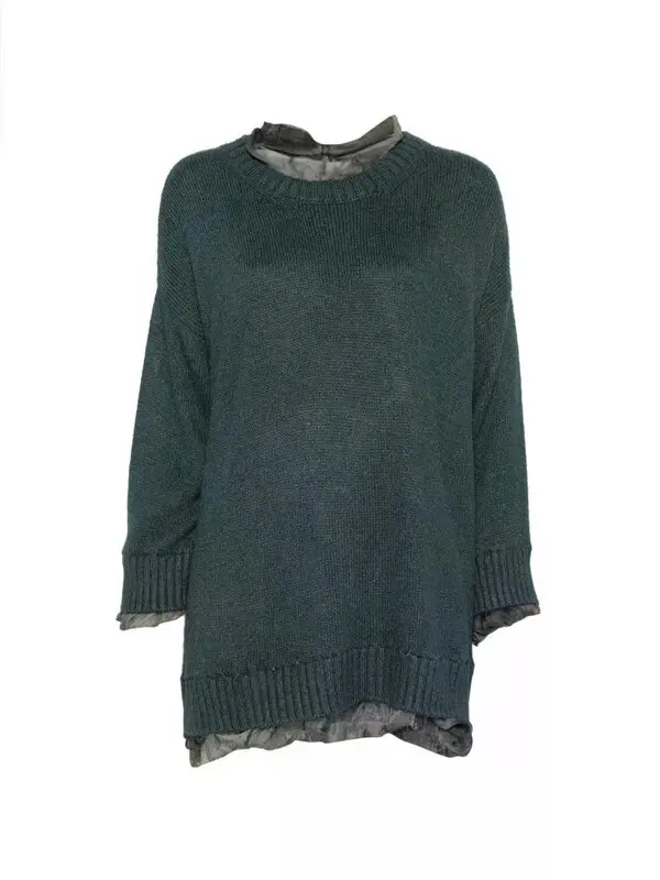 Masnada Layered Effect Ribbed Trim Sweater - Green