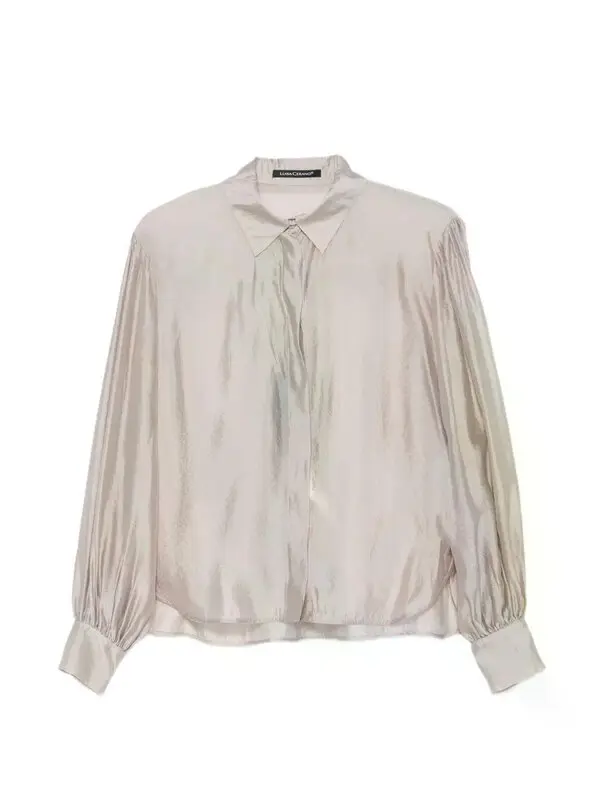 LUISA CERANO Semi-sheer Pleated-sleeve Blouse - Neutrals