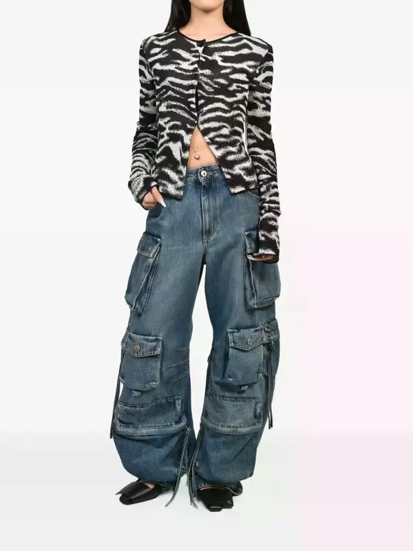 Attico Zebra-jacquard Button-up Cardigan