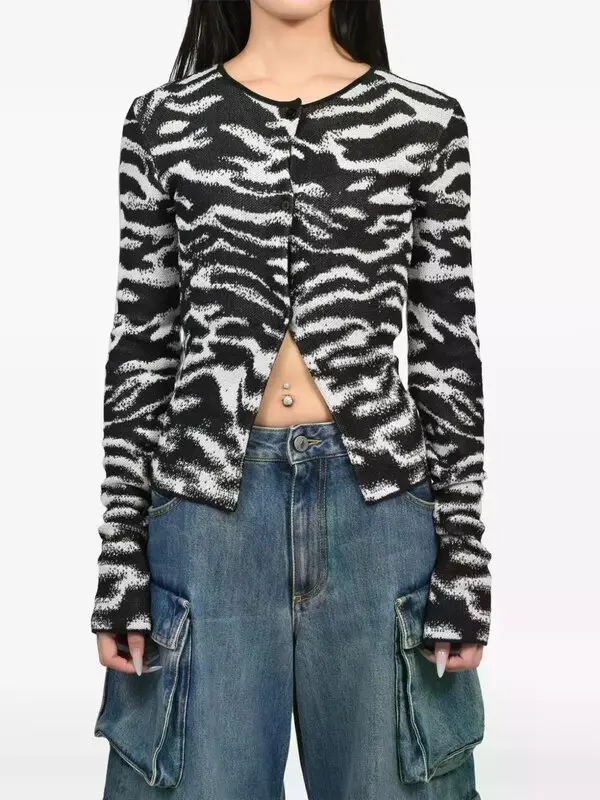 Attico Zebra-jacquard Button-up Cardigan