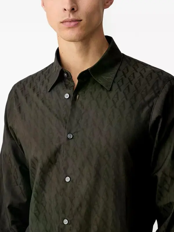 Armani Exchange Monogram-jacquard Long-sleeve Shirt