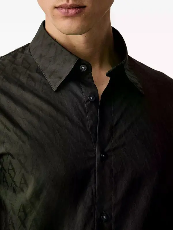 Armani Exchange Monogram-jacquard Long-sleeve Shirt