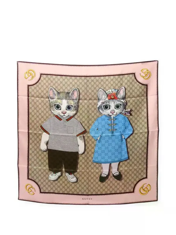 Gucci 2020s Xyuko Higuchi Gg Pattern Scarf - Neutrals