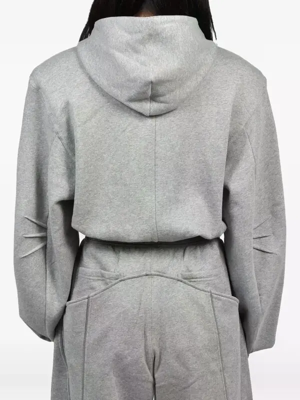 Attico Logo Embroidered Zip Hoodie - Grey