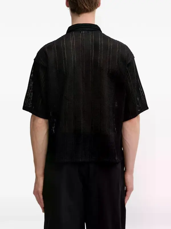 BEAMS Open-knit Striped Shirt
