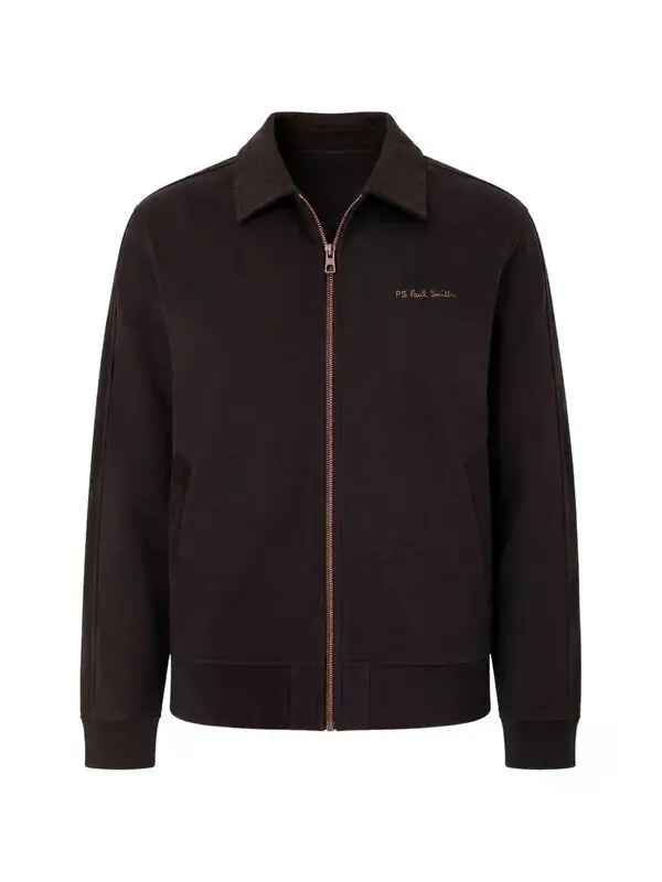 Paul Smith Corduroy Trim Zip-up Jacket - Black