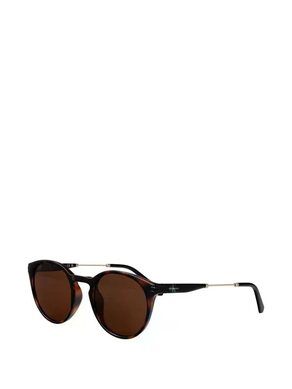 Calvin Klein Tortoiseshell-effect Round-frame Sunglasses - Brown