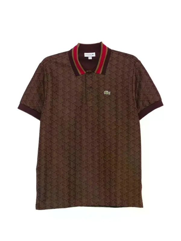 Lacoste Monogram-print Polo Shirt - Brown